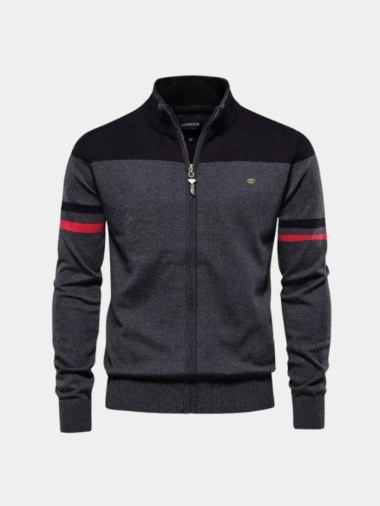 Cardigan Sweater Zipper Standing Collar Knitwear - & Crown - – Cross ...